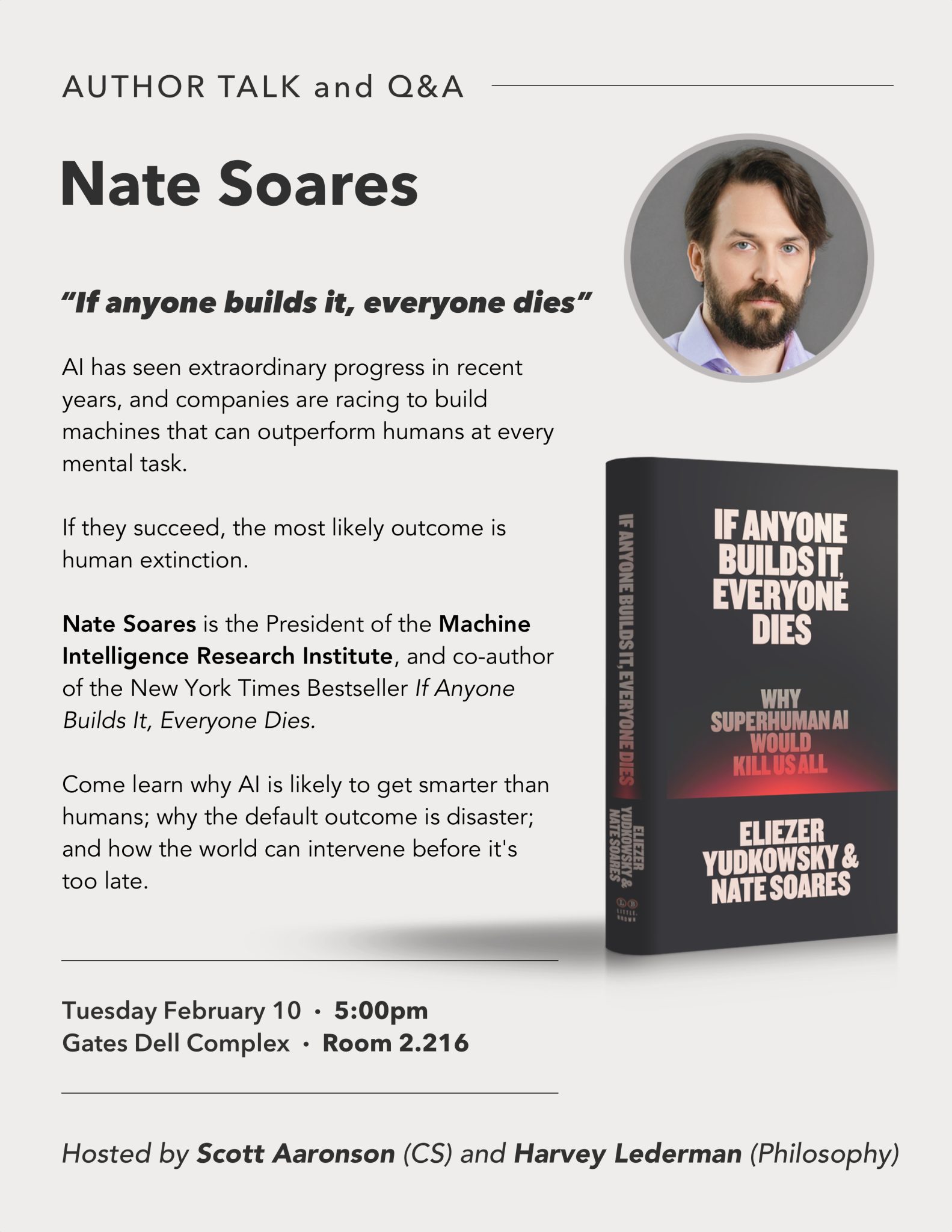 Shtetl-Optimized » Blog Archive » Nate Soares visiting UT Austin tomorrow!